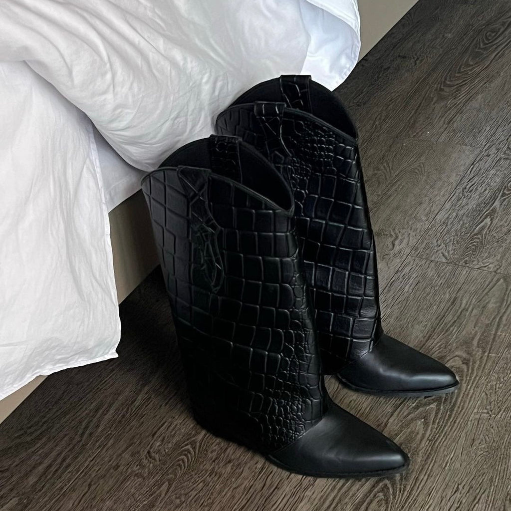 BOTAS CAÑA MEDIA VICTORIA NEGRA – La Boheme Shoes